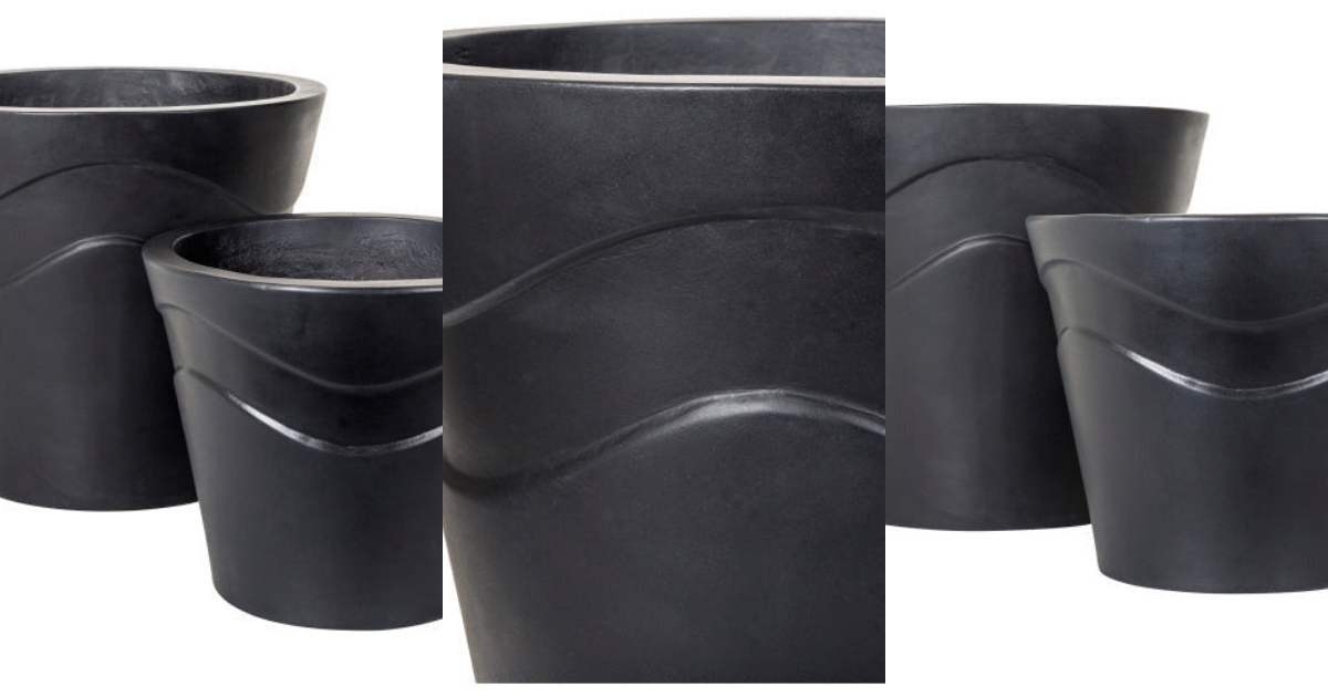Surya Seastone Collection Modern Set of 2 Brushed Matte Black Concrete ...