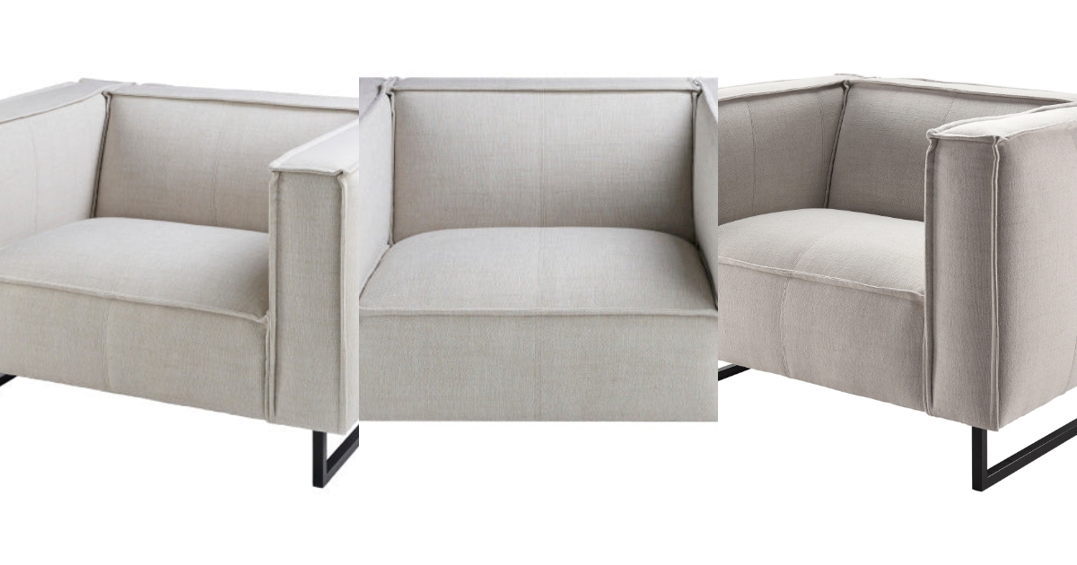 Surya Dylan Modern White Linen Square Arm Accent Chair – casabelladecor.net