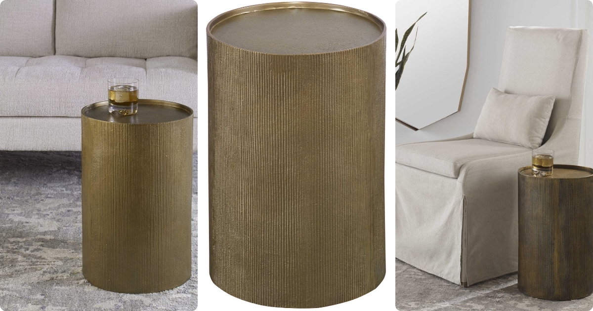 Uttermost Adrina Antiqued Gold Round Modern Accent Table – casabelladecor.net