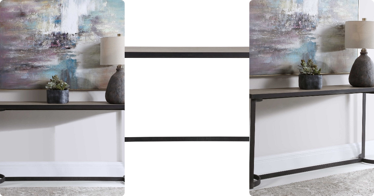 Uttermost Basuto Gray Top With Aged Steel Iron Base Console Table ...