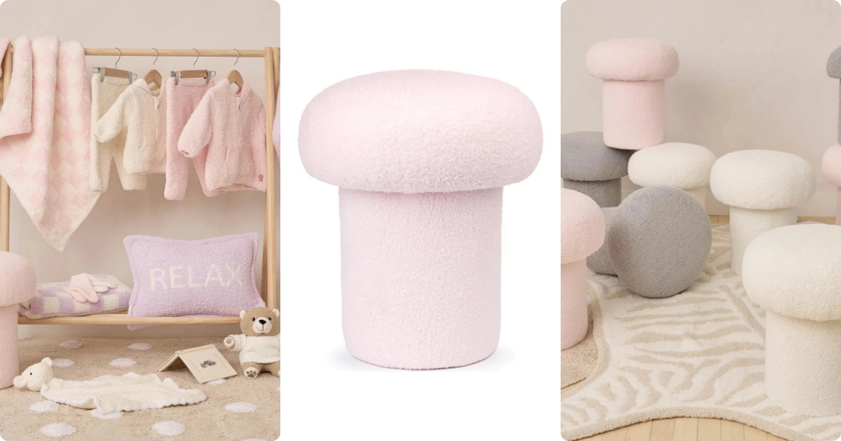 Kashwere Baby Ultra Plush Pink Mushroom Ottoman – casabelladecor.net