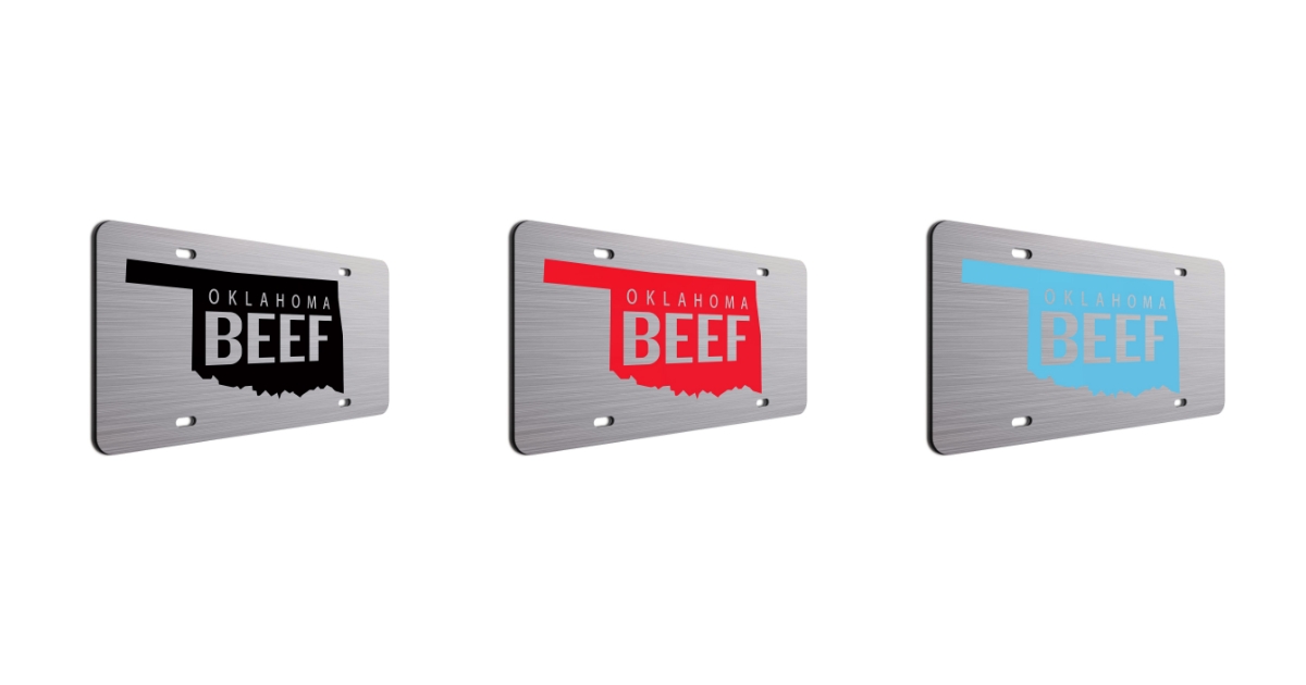 Beef License Plate - Oklahoma Beef Farmer ACM Tag - Jass Graphix